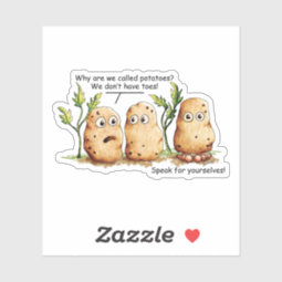 Cute Potatoes Toes Funny Potato Pun Transparent St Sticker | Zazzle
