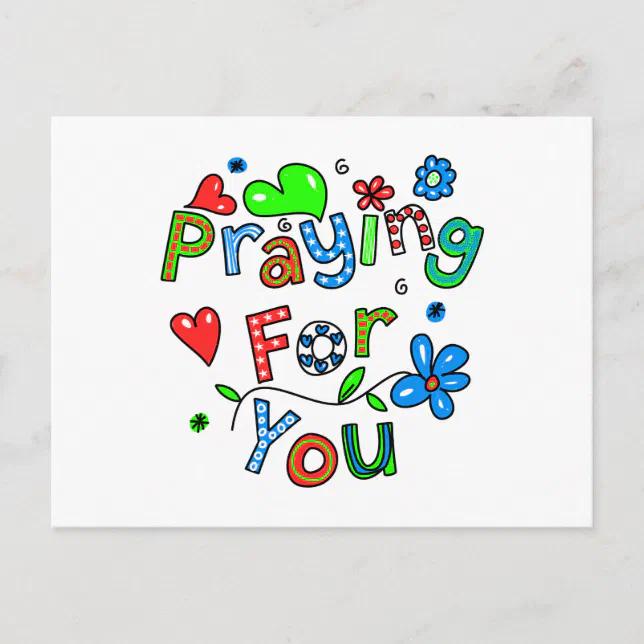 Cute Praying For You Greeting Text Expression Postcard | Zazzle