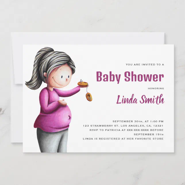 Cute Pregnant Baby Shower Invitation | Zazzle