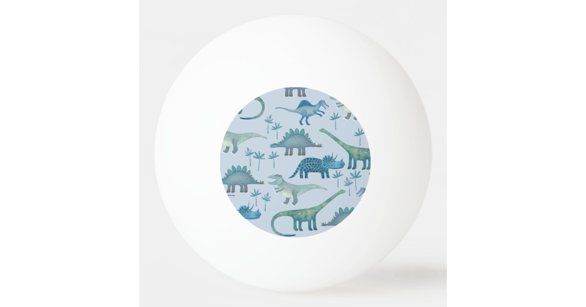 Cute Prehistoric Blue Dinosaur Pattern Ping Pong Ball | Zazzle