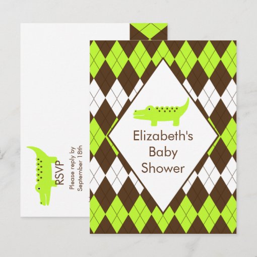 Cute Preppy Alligator Baby Shower RSVP Post Card | Zazzle