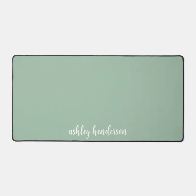 Cute Preppy Pastel Green Full Name Monogram Desk Mat | Zazzle