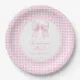 Cute preppy pink bow ribbon baby girl shower paper plates | Zazzle