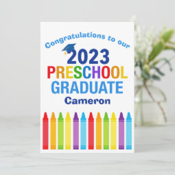 Cute Preschool Graduate 2023 Custom Graduation Card | Zazzle