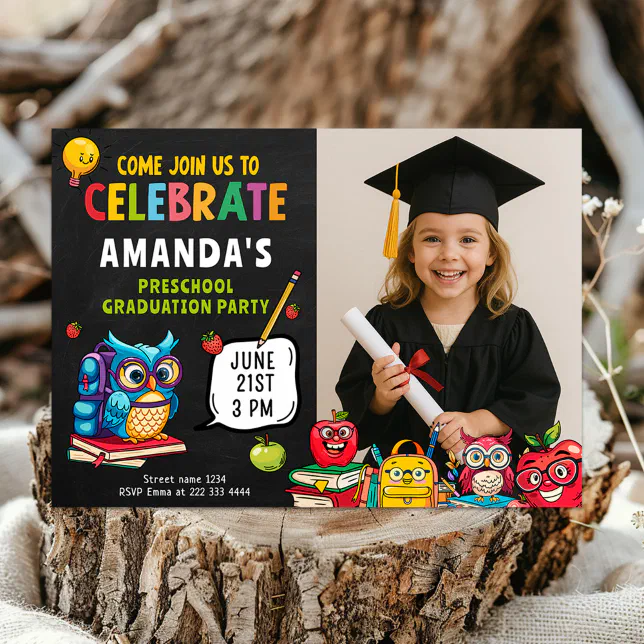 Cute Preschool Graduation Celebration with photo Invitation | Zazzle