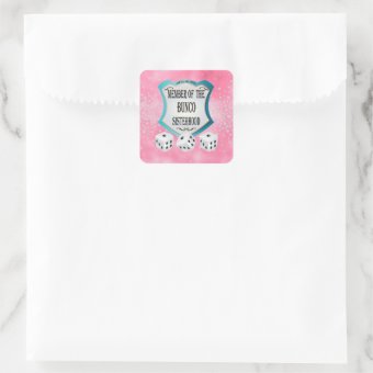 Cute Pretty Bunco Player Dice Bunco Party Square Sticker | Zazzle