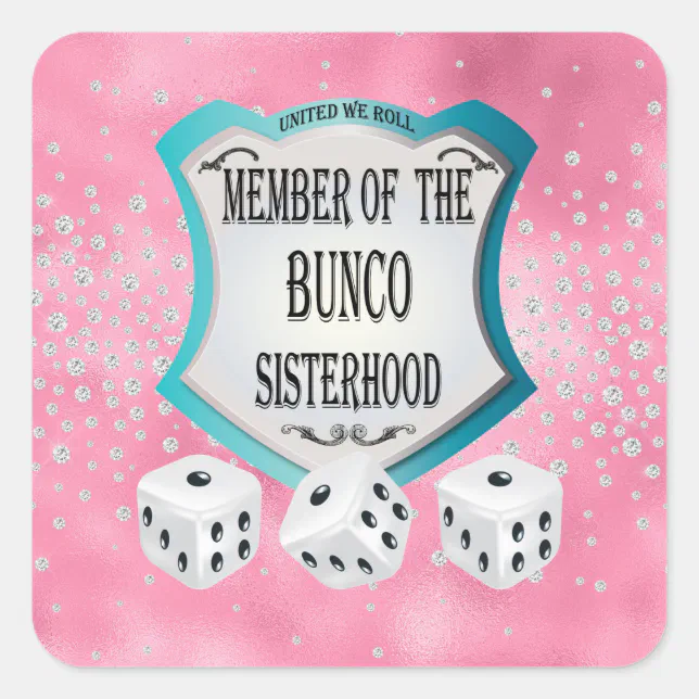 Cute Pretty Bunco Player Dice Bunco Party Square Sticker | Zazzle