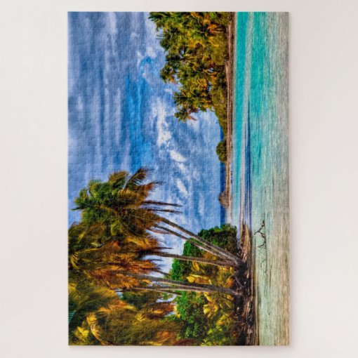 Cute Pretty Summer Hawaiian Beach Watercolor Art Jigsaw Puzzle | Zazzle