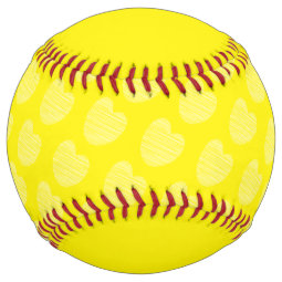 Cute Pretty Yellow Heart Pattern Name Softball | Zazzle