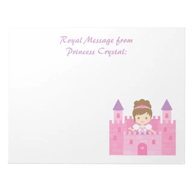 Cute Princess Girl in Pink Castle Notepad | Zazzle