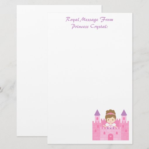 Cute Princess Girl in Pink Castle Stationery | Zazzle