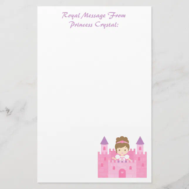Cute Princess Girl in Pink Castle Stationery | Zazzle