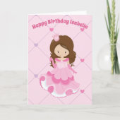 Cute Princess Girl Pink Custom Kids Happy Birthday Card | Zazzle