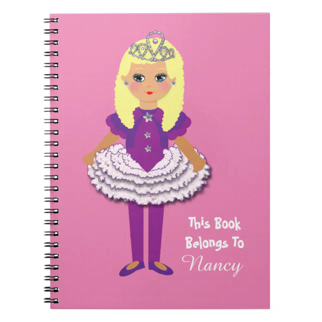 Cute Princess Girl's Cartoon Character Notebook | Zazzle
