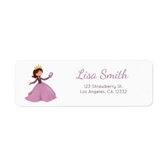 Cute princess in pink dress return address label | Zazzle.com