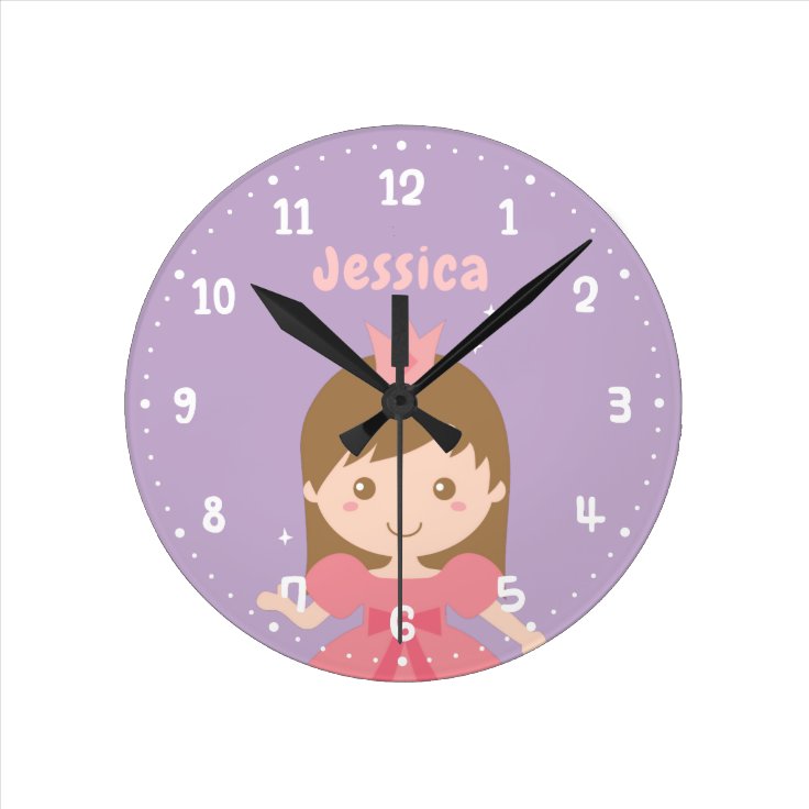 Cute Princess in Pink Girls Room Decor Clock | Zazzle