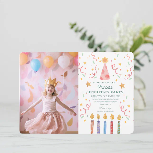 Cute Princess Photo Pink Castle Birthday Party Inv Invitation | Zazzle