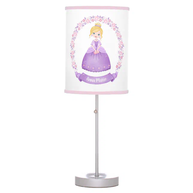 Cute Princess Purple Personalized Table Lamp | Zazzle