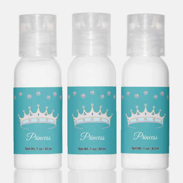 Cute princess tiara & diamonds on turquoise blue hand lotion | Zazzle