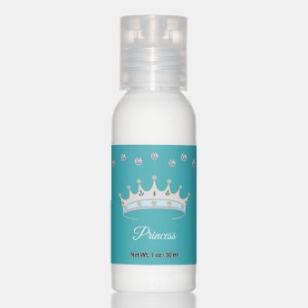 Cute princess tiara & diamonds on turquoise blue hand lotion | Zazzle