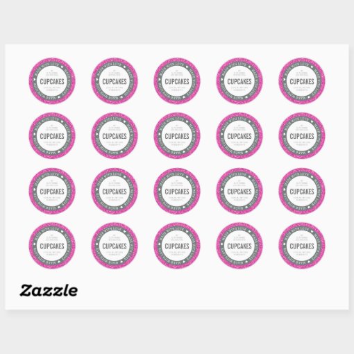 CUTE PRODUCT LABEL made with love glitter pink | Zazzle