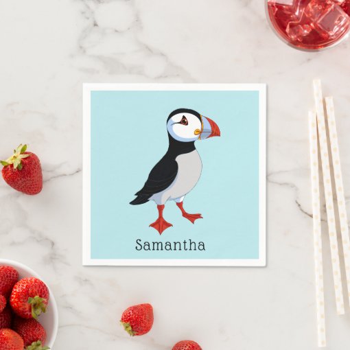 Cute Puffins Design Paper Napkins | Zazzle