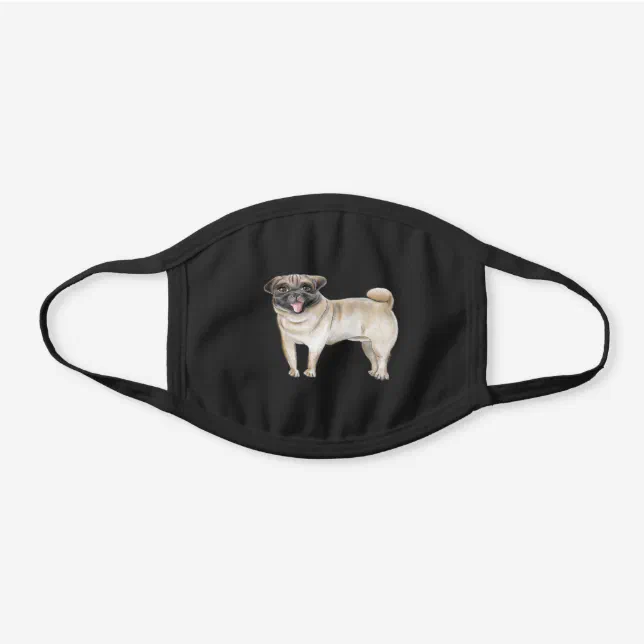 Cute Pug Dog Black Cotton Face Mask | Zazzle