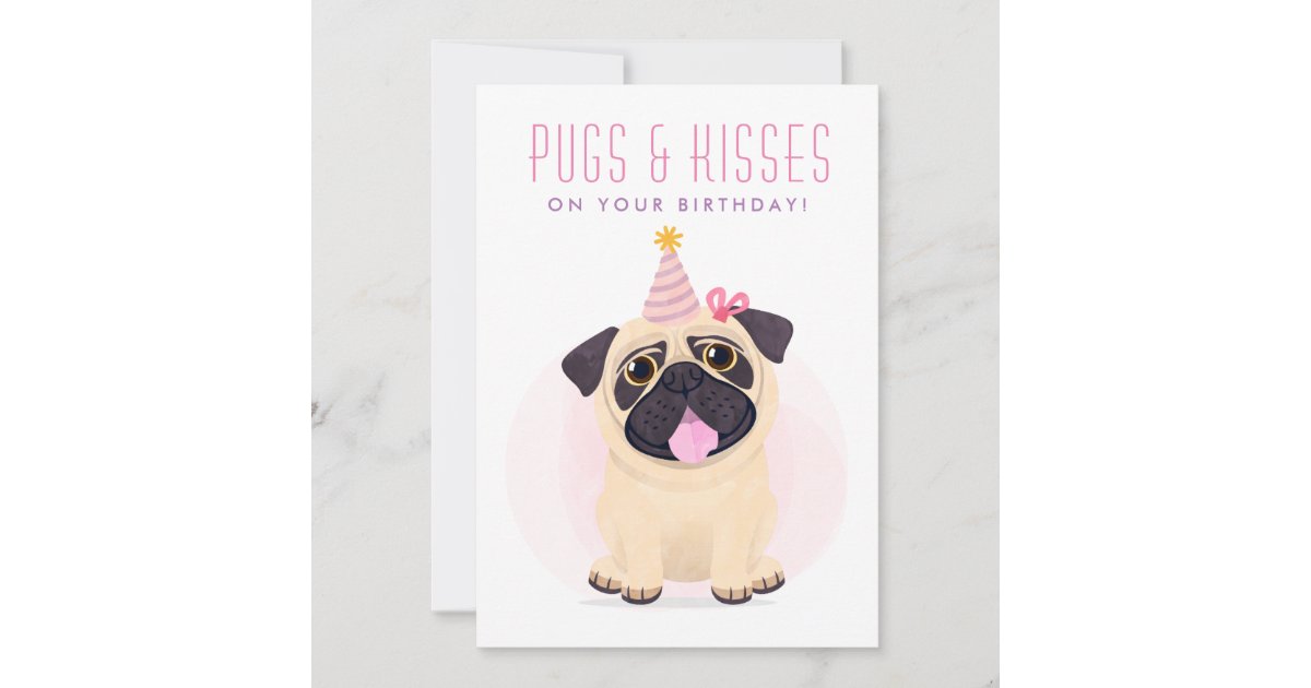 Cute Pug Happy Birthday card | Zazzle