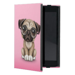 Cute Pug Puppy Dog Wearing Reading Glasses, Pink iPad Mini Cover | Zazzle