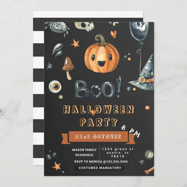 Cute Pumpkin Boo Crazy Halloween party Invitation | Zazzle