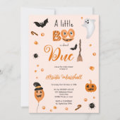 Cute pumpkin Boo Halloween baby shower pink Invitation | Zazzle