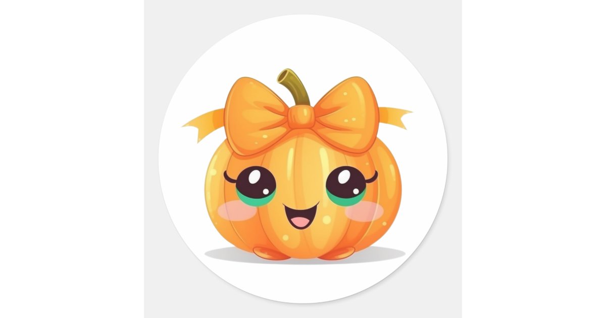Cute pumpkin classic round sticker | Zazzle