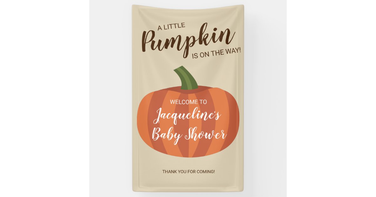 Cute Pumpkin Fall Autumn Welcome to Baby Shower Banner | Zazzle