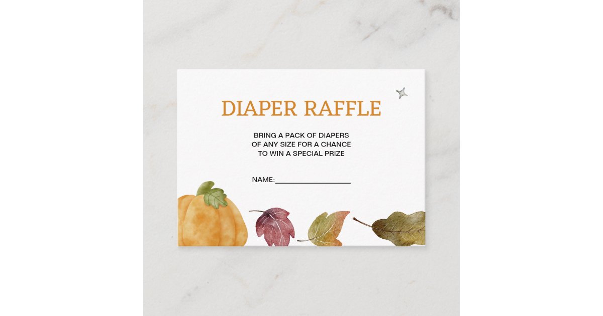 Cute Pumpkin Fall Diaper Raffle Enclosure Card | Zazzle