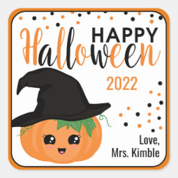 Cute Pumpkin Halloween Gift Sticker & Labels | Zazzle