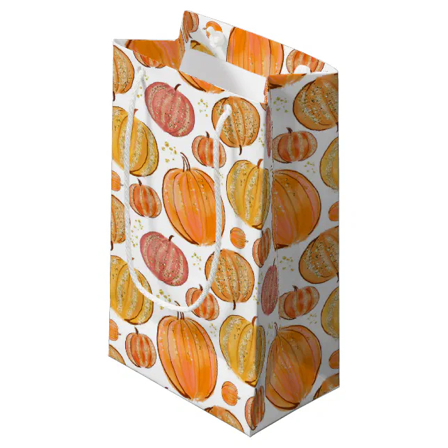 cute pumpkin tiled Fall Seasonal pattern party Small Gift Bag | Zazzle