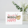 Cute Pun You Make Miso Happy Funny Valentine's Day Postcard | Zazzle