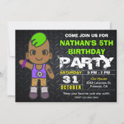 Cute Punk Neon Rock Star Birthday Party Invitation | Zazzle