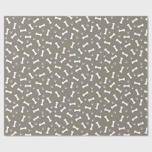 Cute Pup Dog Theme Paw Prints and Bones New Pet Wrapping Paper | Zazzle