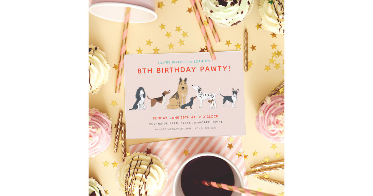 Cute Puppies Children's Dog Birthday Party Invitation | Zazzle