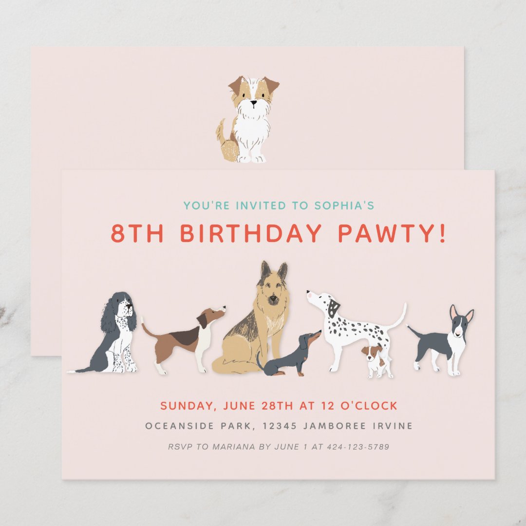 Cute Puppies Children's Dog Birthday Party Invitation | Zazzle