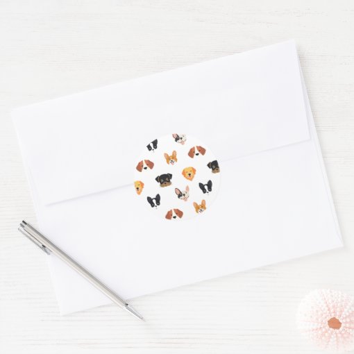 Cute Puppies Dog Birthday Classic Round Sticker | Zazzle