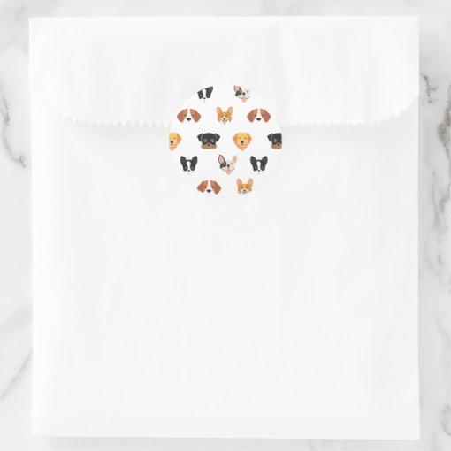 Cute Puppies Dog Birthday Classic Round Sticker | Zazzle