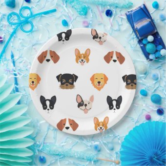 Cute Puppies Dog Birthday Paper Plates | Zazzle