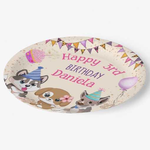 Cute puppies puppy birthday party paper plates | Zazzle