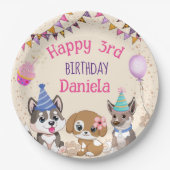 Cute puppies puppy birthday party paper plates | Zazzle