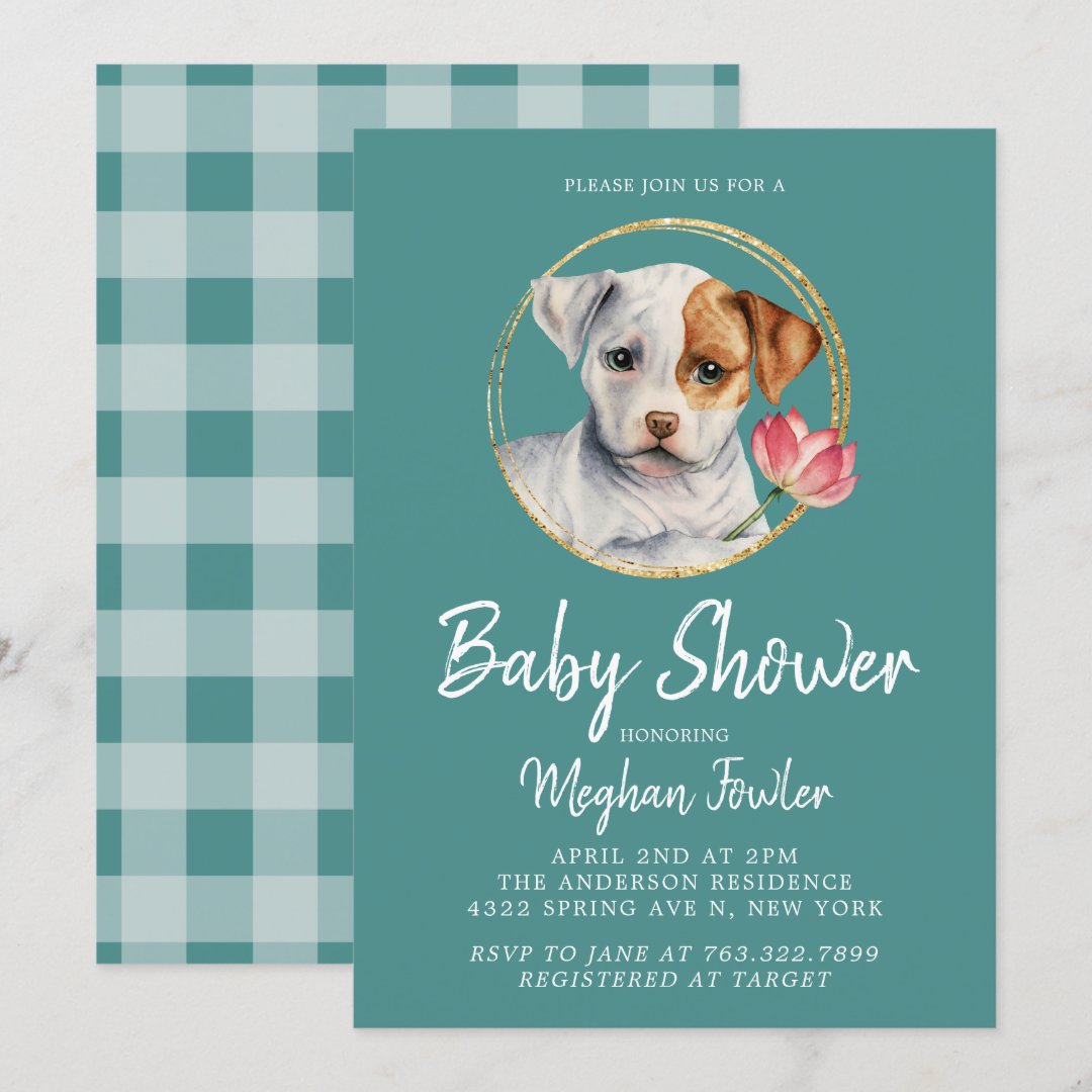 Cute Puppy Dog Baby Shower Watercolor Invitation | Zazzle