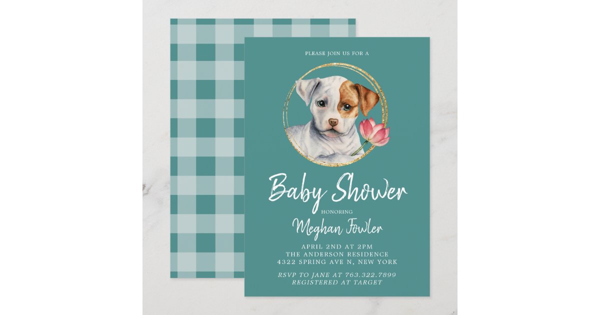 Cute Puppy Dog Baby Shower Watercolor Invitation | Zazzle