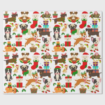 Cute Puppy Dog Christmas Wrapping Paper | Zazzle