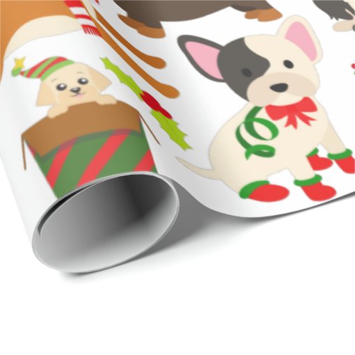 Cute Puppy Dog Christmas Wrapping Paper | Zazzle